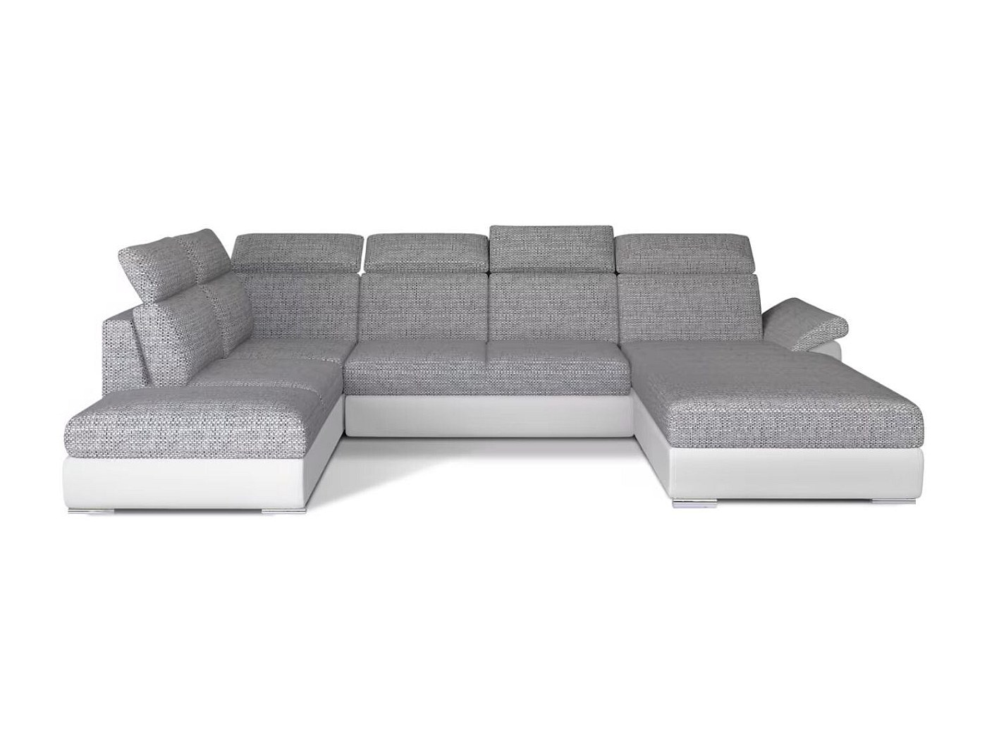 Canapé Convertible Panoramique LEVANO Tissu et Simili Cuir, Têtières ...