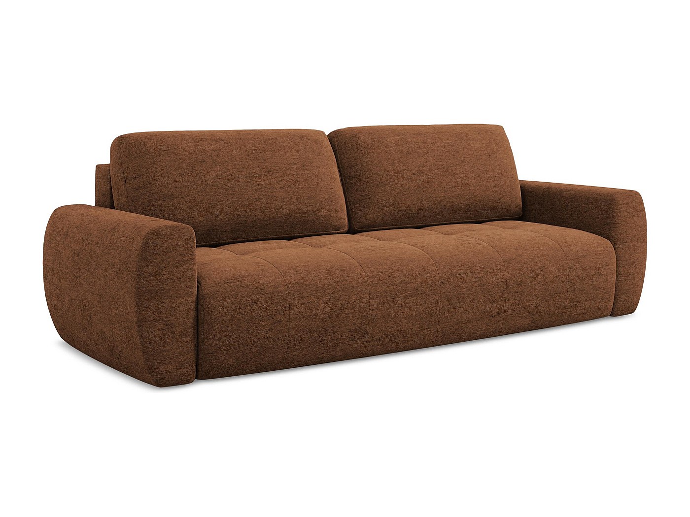 Canapé 3 places convertible en tissu texturé - terre cuite - KIWI