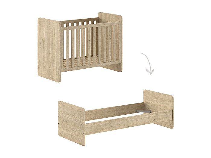 Cama convertível de 60x120 para 90x200 Vipack Sam Wood