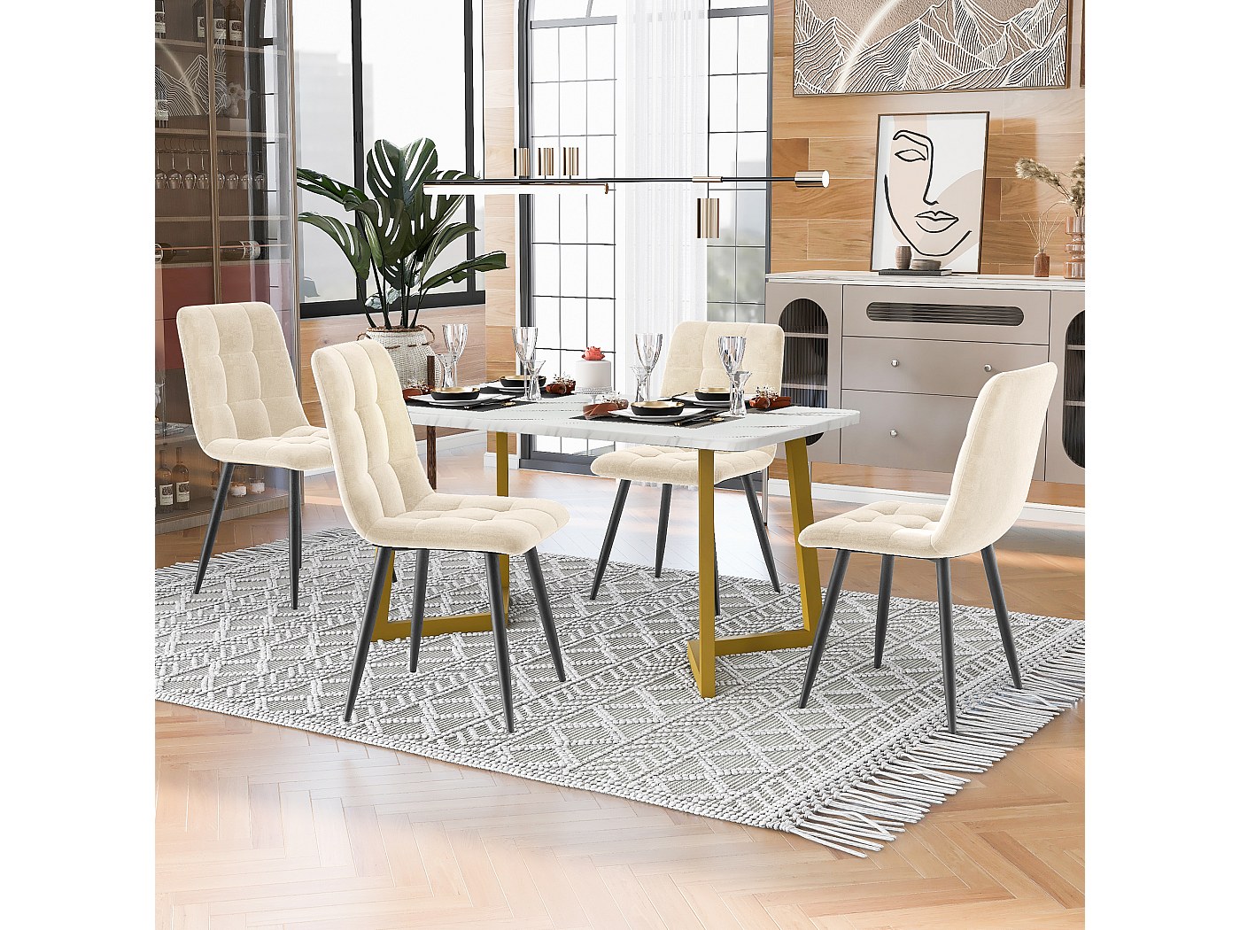 Set tavolo da pranzo rettangolare da 117 cm con 4 sedie, tavolo da ...