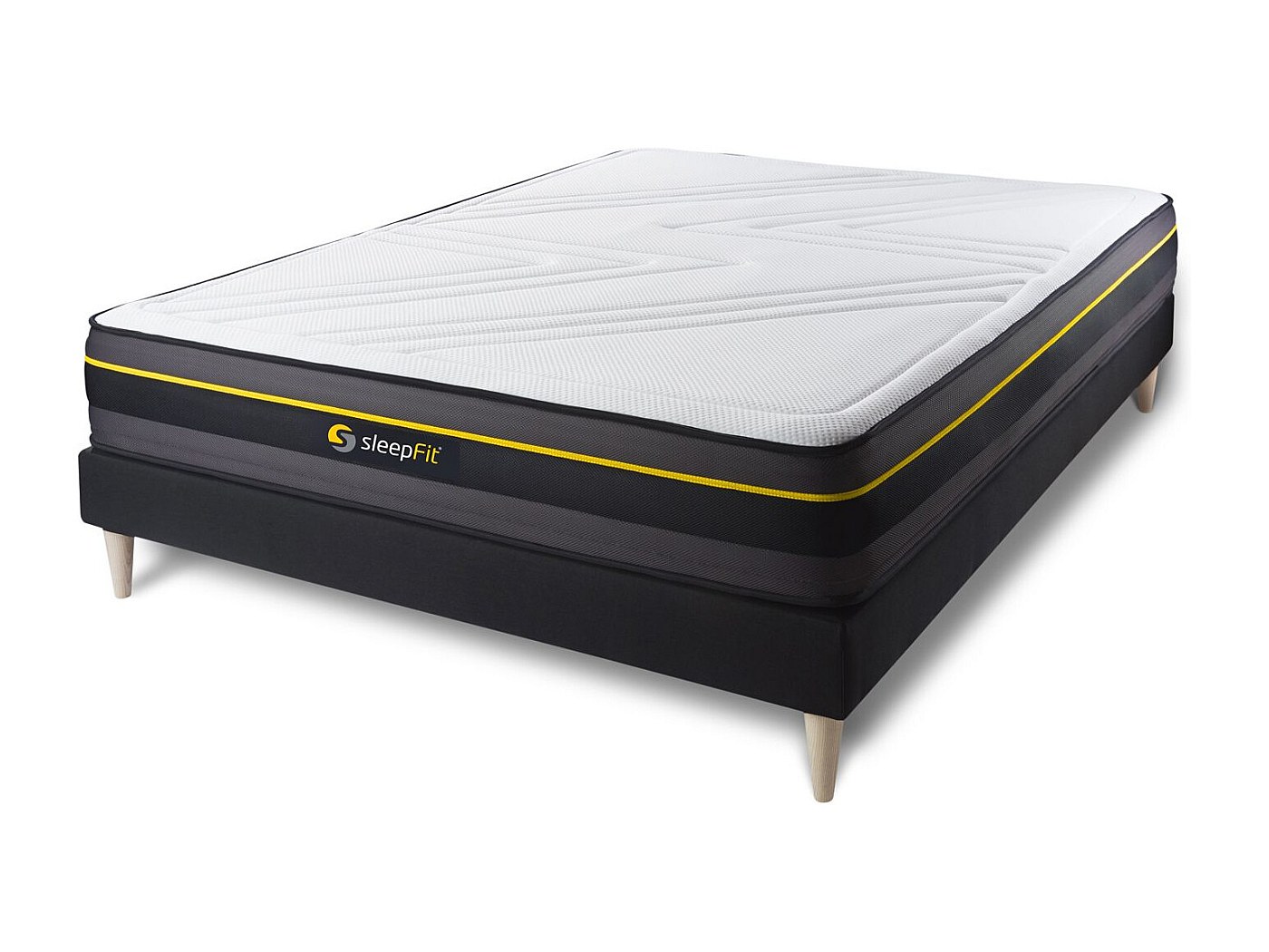 Conjunto de Estrado Preto + Colchão SLEEPFIT Active (150x200 cm ...
