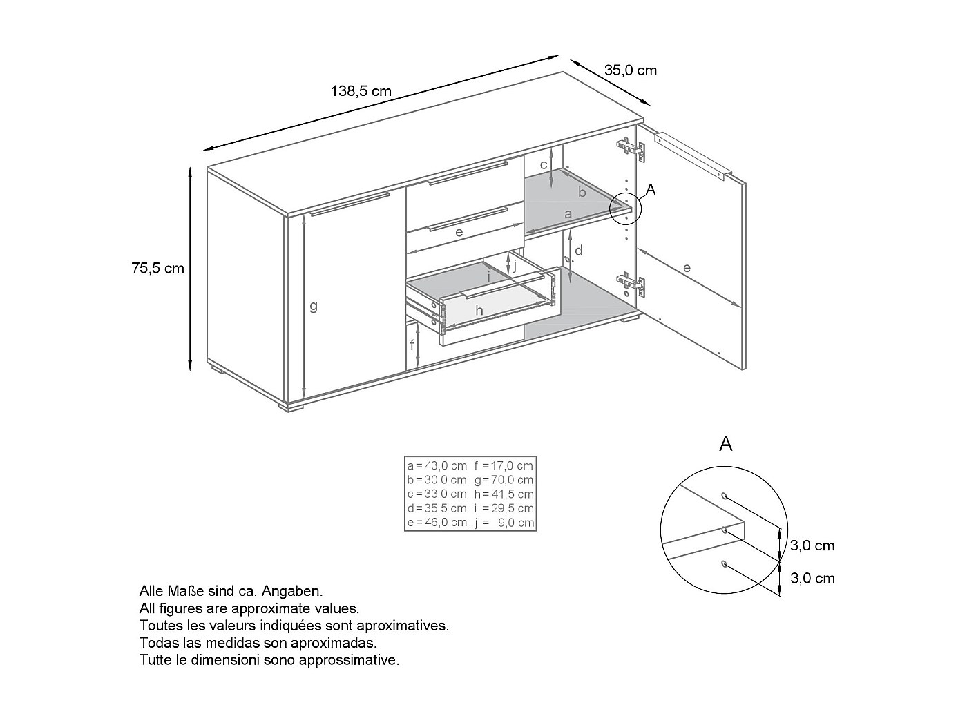 SIDEBOARD Linio Weiß Hochglanz