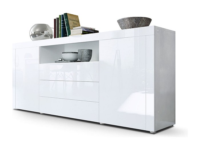 Vladon Sideboard Santiago, bianco lucido/bianco lucido - Modern chest ...