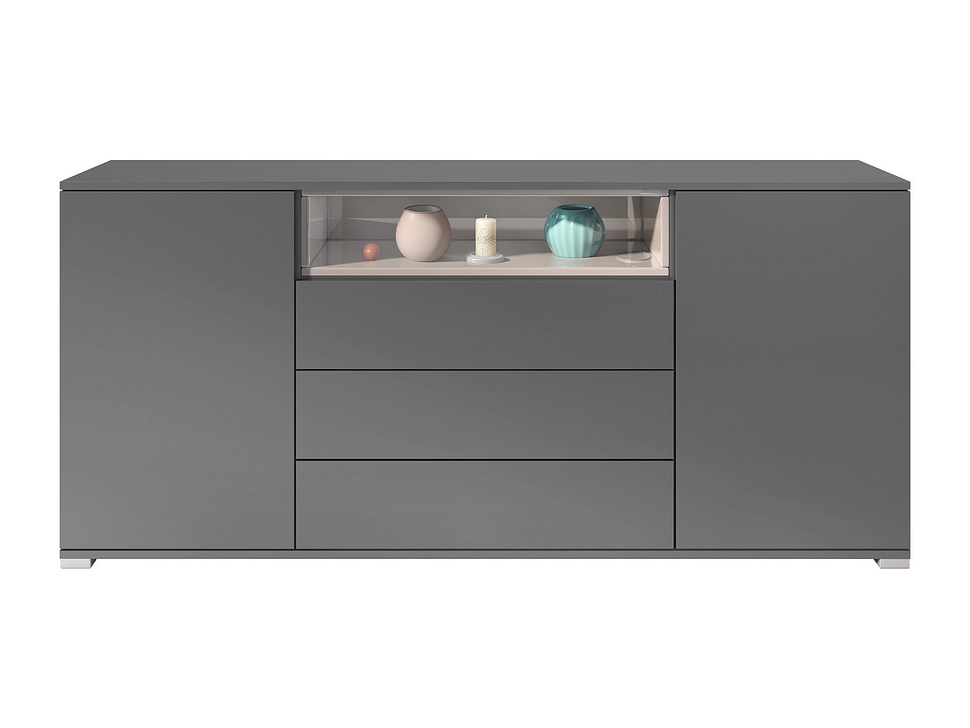SIDEBOARD Skadu Sandgrau Hochglanz