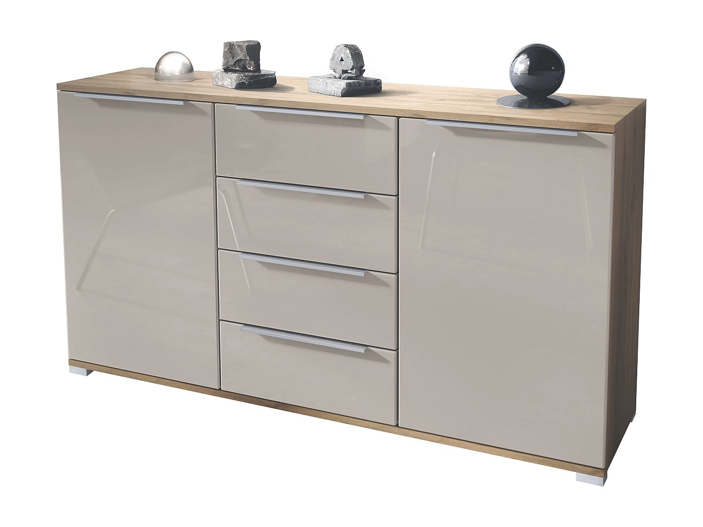 SIDEBOARD Linio Sandgrau Hochglanz