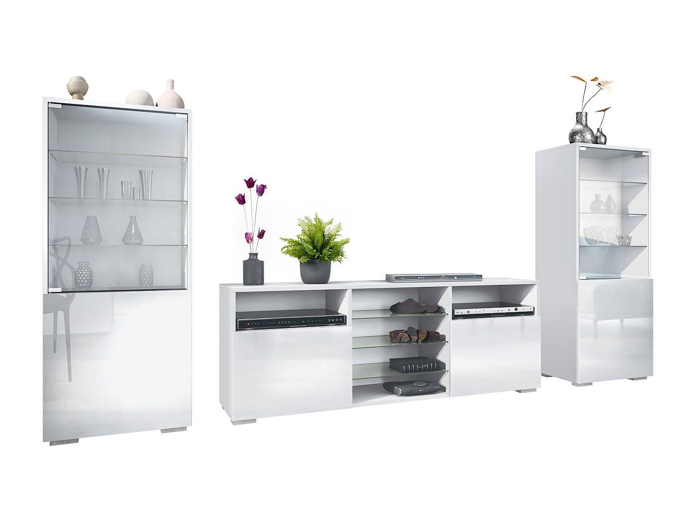 Mueble de pared Granada para sala de estar, compuesto por 2 vitrinas y ...
