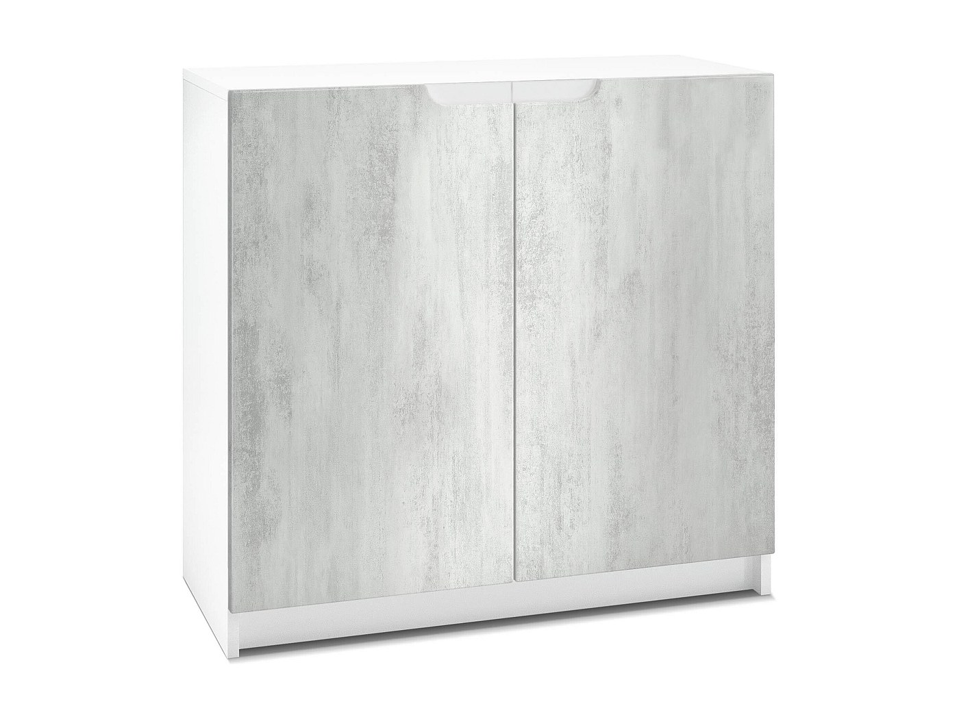 Buffet Logan, Commode avec 2 portes, blanc mat/aspect béton oxyde (82 x ...