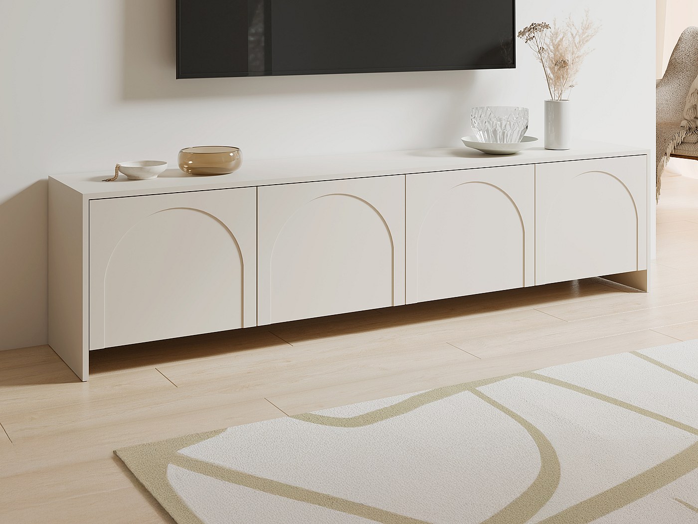 Meuble TV avec 4 portes - Beige - NALYRA de Maison Céphy