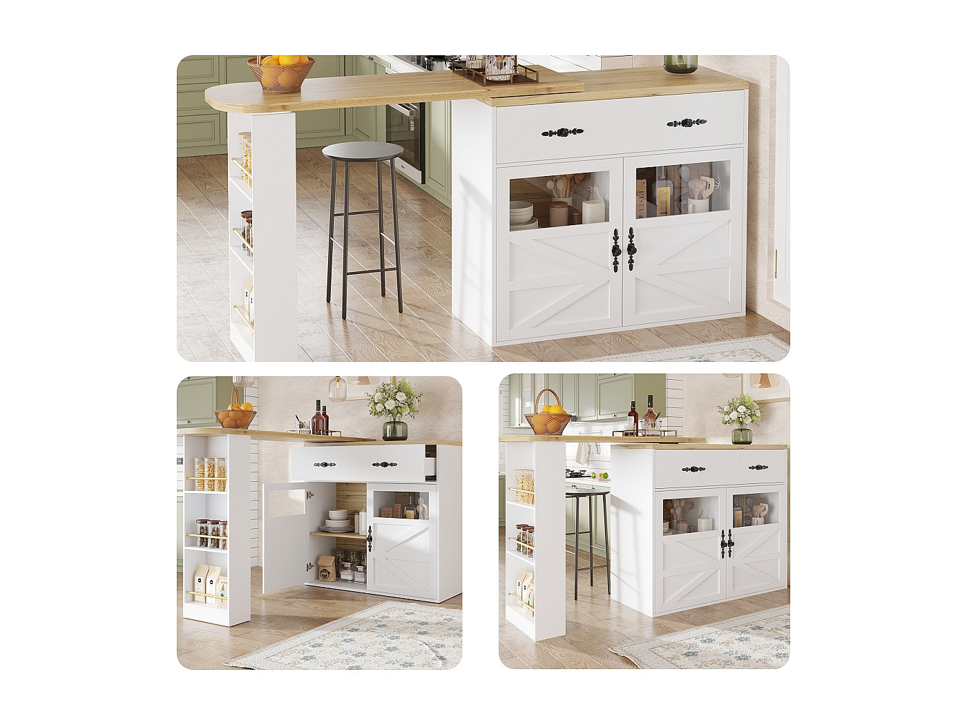 Meuble de bar extensible - 138-204 x 39 x 104 cm - table à manger ...