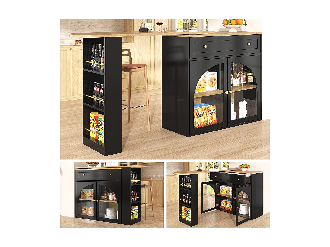 Meuble de bar extensible - 138-204 x 39 x 104 cm - table à manger ...