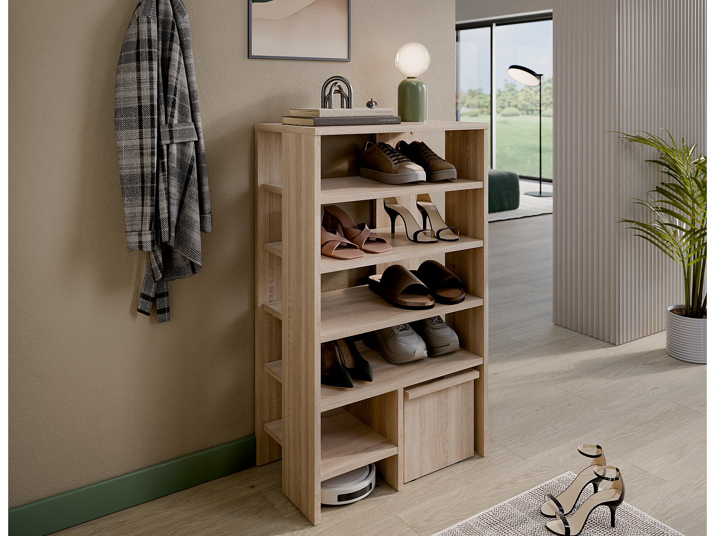 Étagère à chaussures RUBI 60 cm – Meuble compact avec 6 niveaux, pour ...