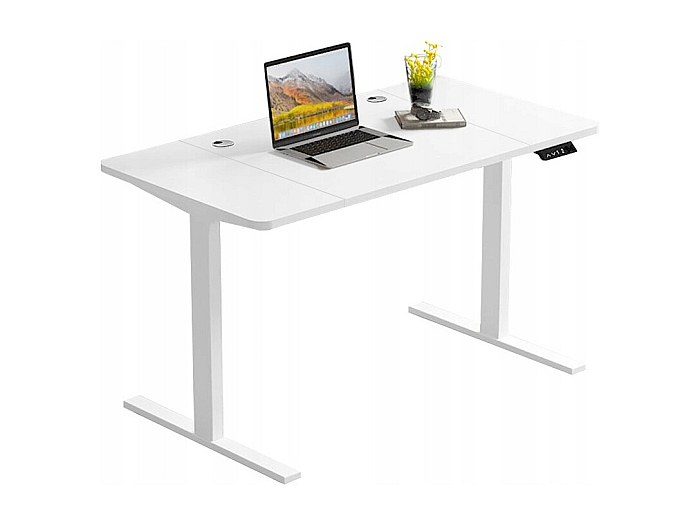 Biurko Elektryczne Podnoszone Białe 120 cm Regulowane Wysokości 72-118 cm