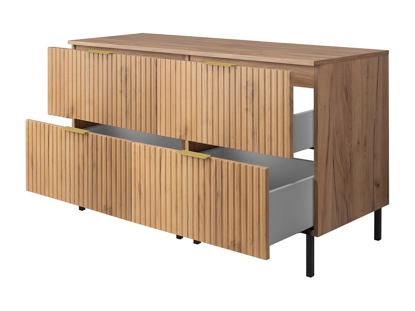 Waschbeckunterschrank, Eiche Craft, 120 (2 x 60) x 77 x 46 cm, goldener ...