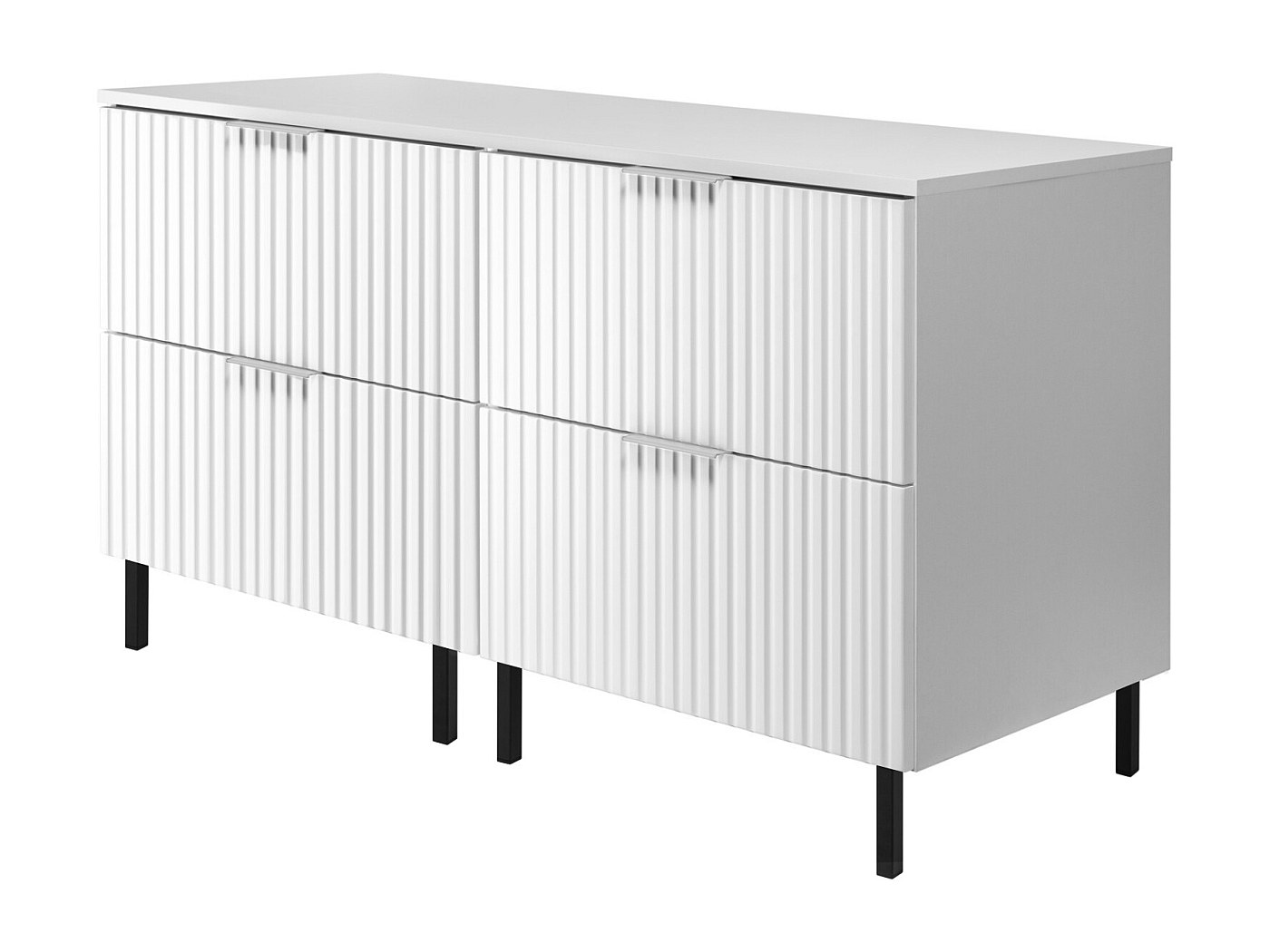 Mobile lavabo, Bianco, 120 (2 x 60) x 77 x 46 cm, maniglia argento, gambe nere + Piano