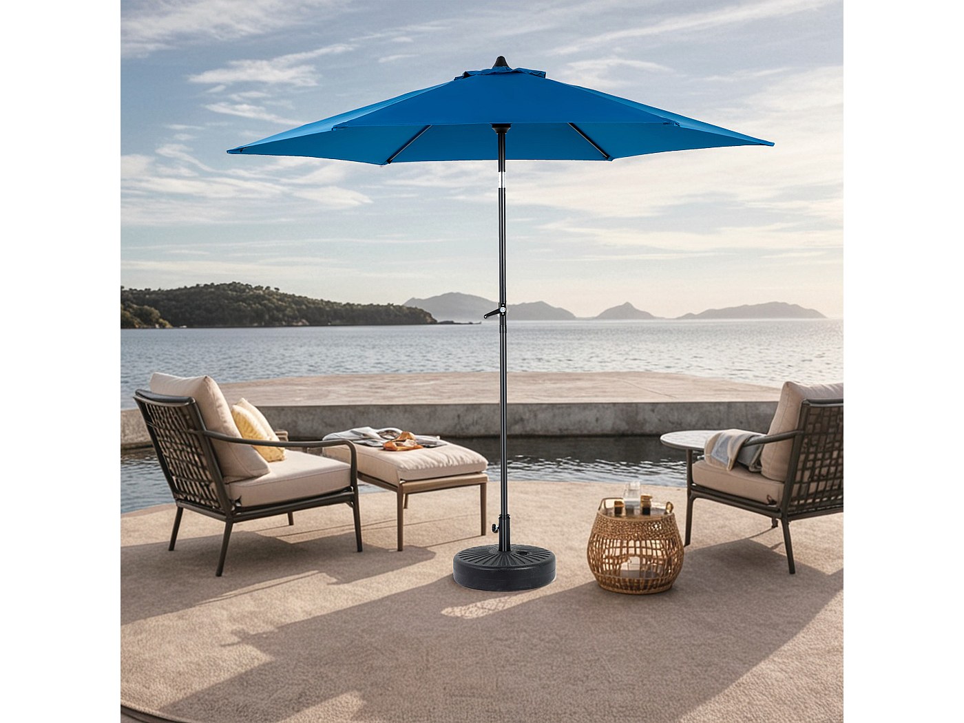 9 Ft Double Sided Outdoor Umbrella Rectangular Large with Crank (Blue ...