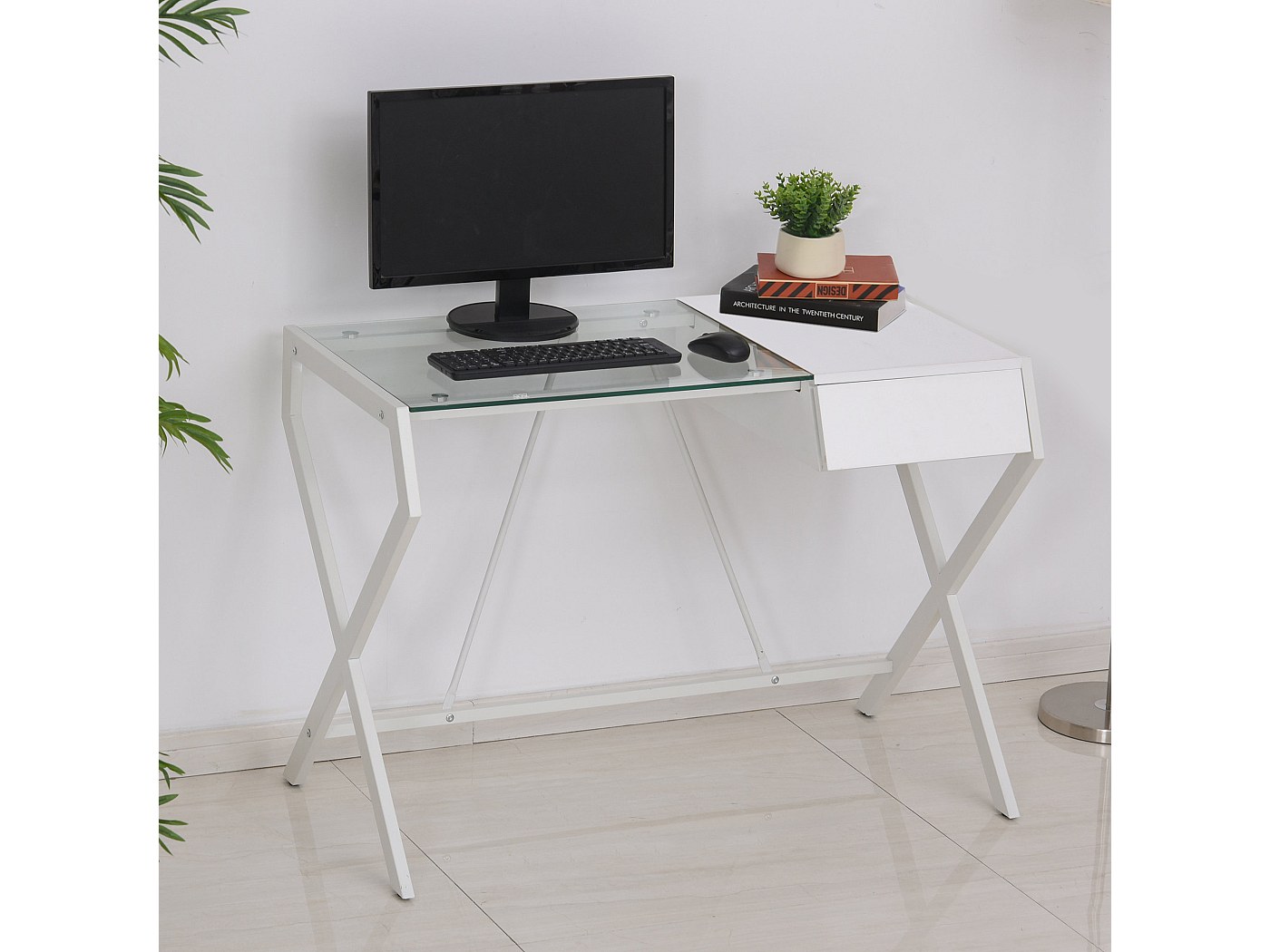 Bureau informatique table ordinateur design contemporain métal panneaux ...