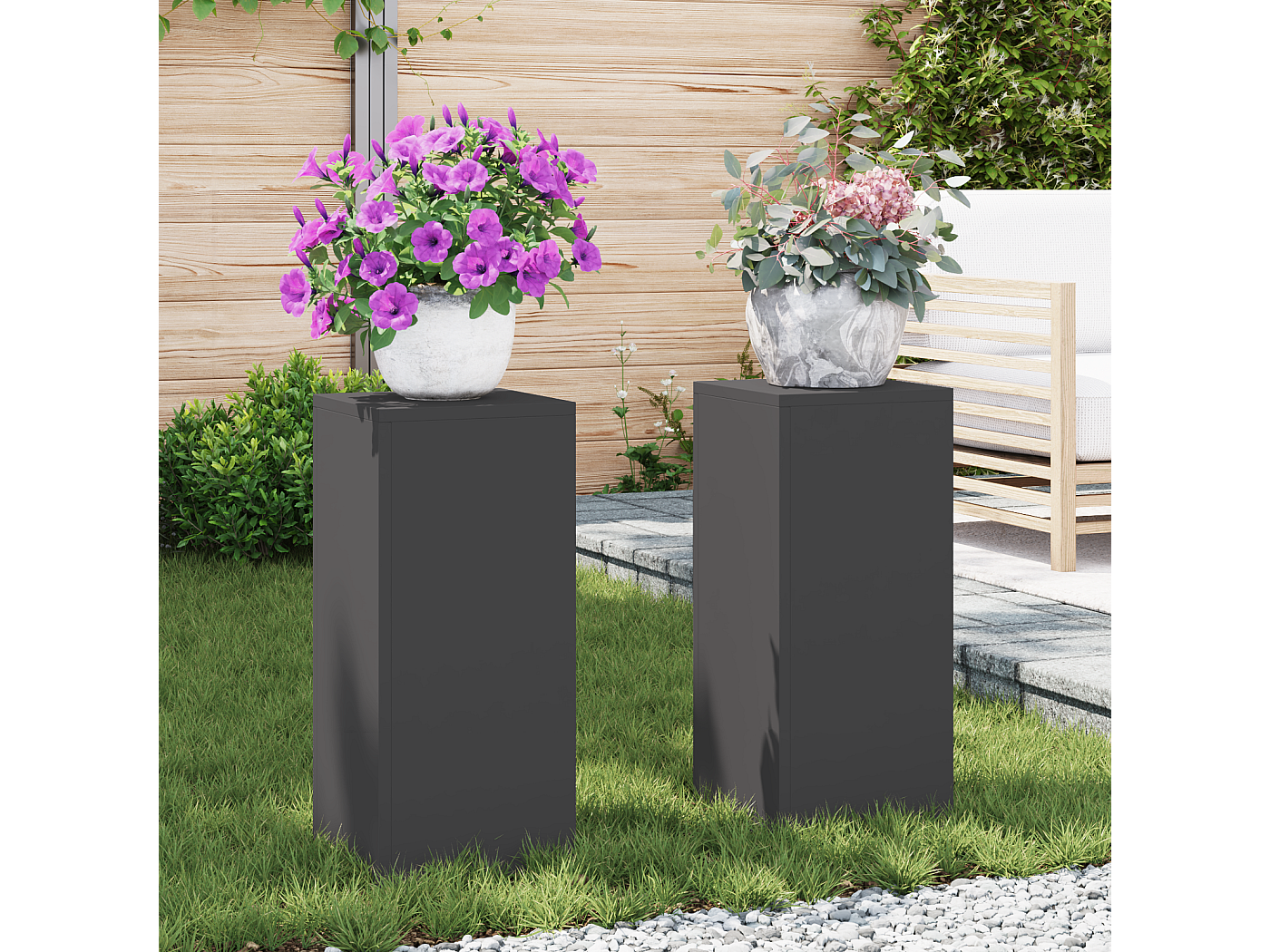 Columna para plantas de exterior (2 unidades), color negro, 24 x 24 x ...