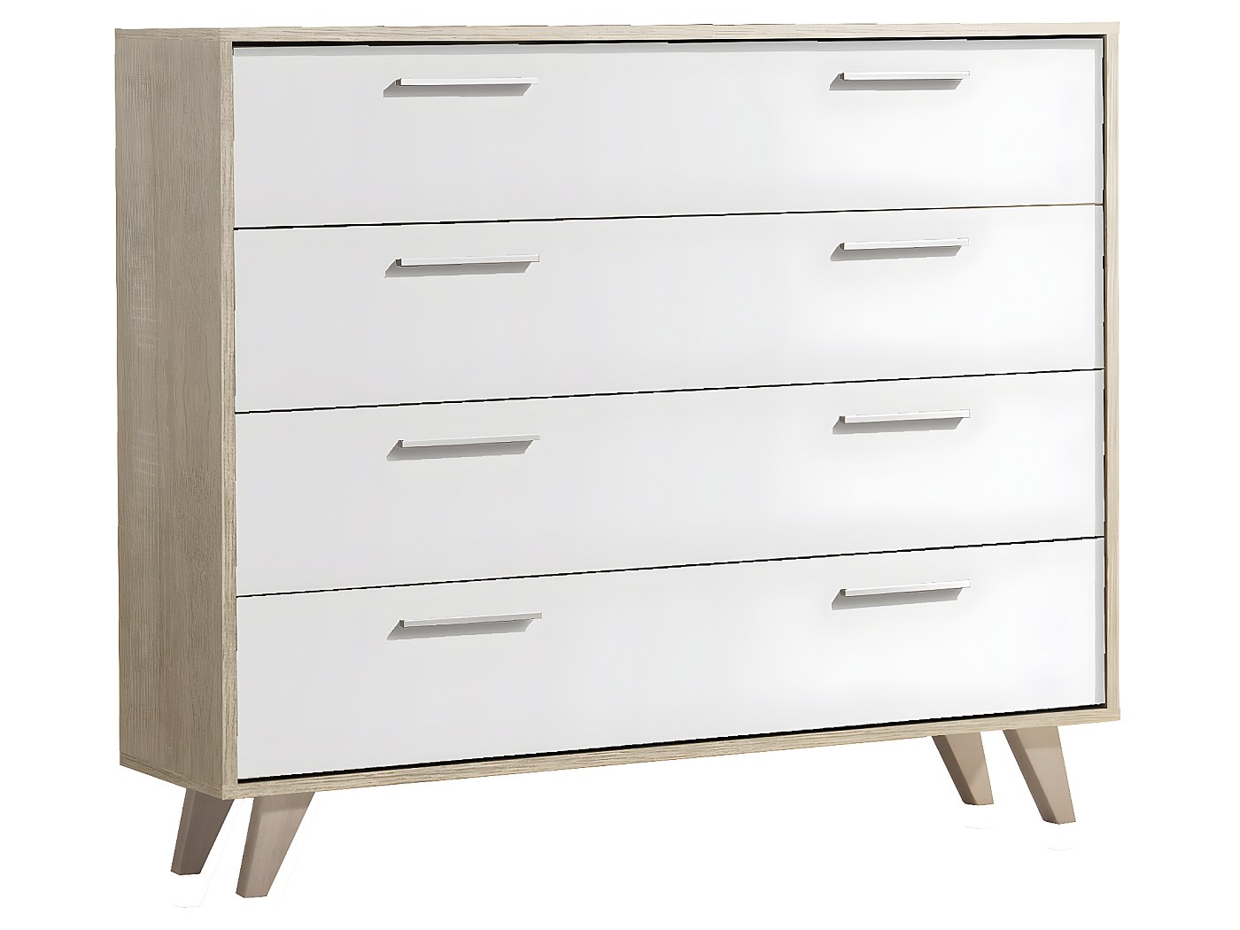 Commode / meuble de rangement de 4 tiroirs avec pieds coloris Chêne ...