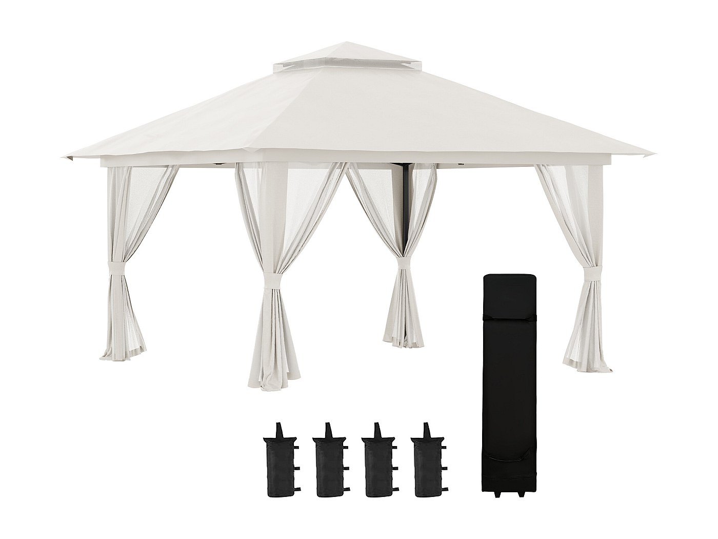 Pavillon pop-up 4x4 m avec 4 rideaux en maille, toit double, protection ...