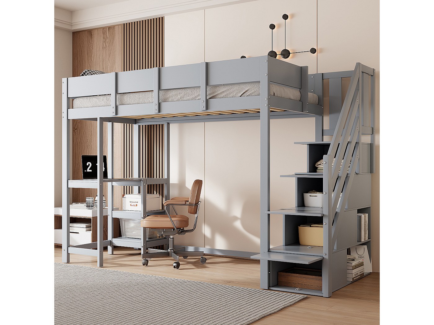 letto a soppalco con mensola - 90 x 200 cm - con scrivania ...