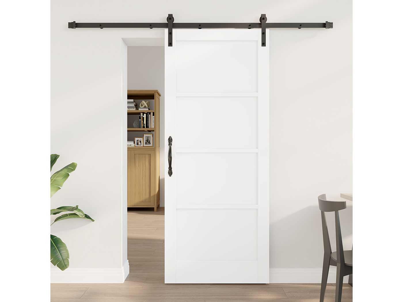 Porte Coulissante avec Quincaillerie Blanche 83x202 cm Bois Solide Pin