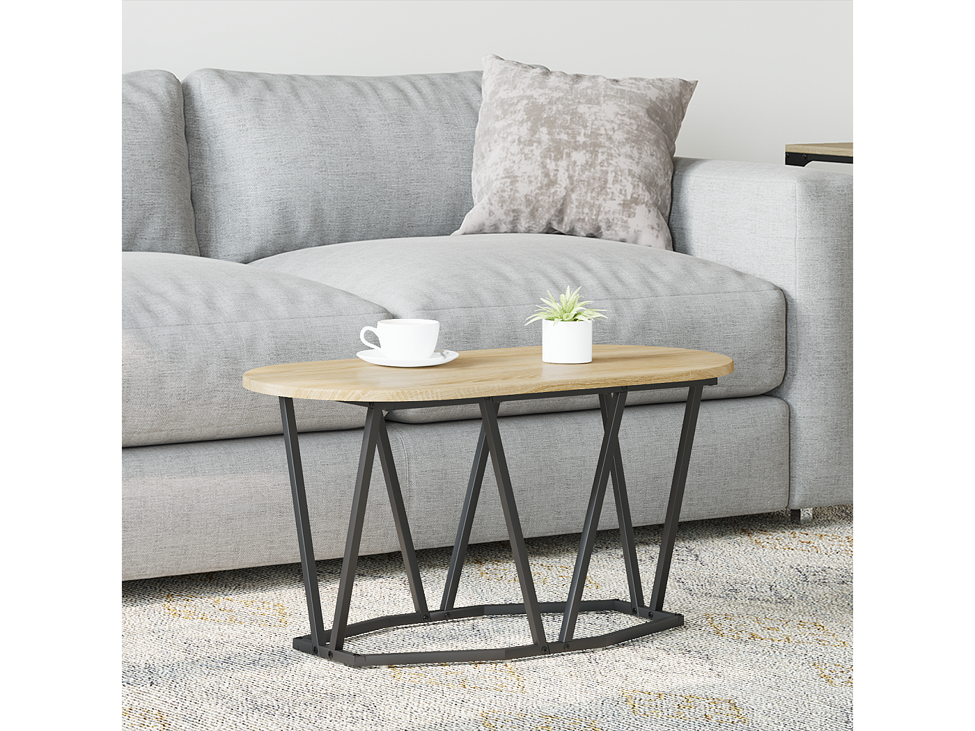 Table basse en chêne Sonoma 80x40x40,5 cm en bois d'ingénierie et métal