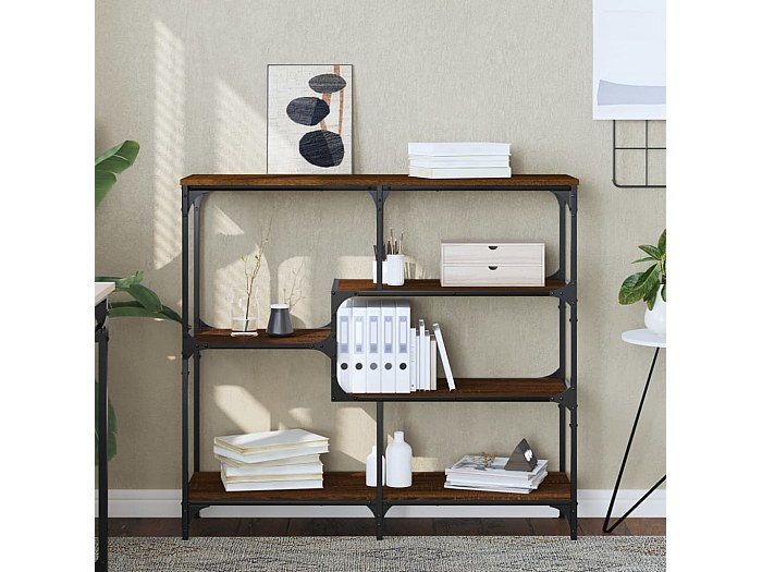 Mesa consola de roble marrón 103x32x95 cm madera de ingeniería