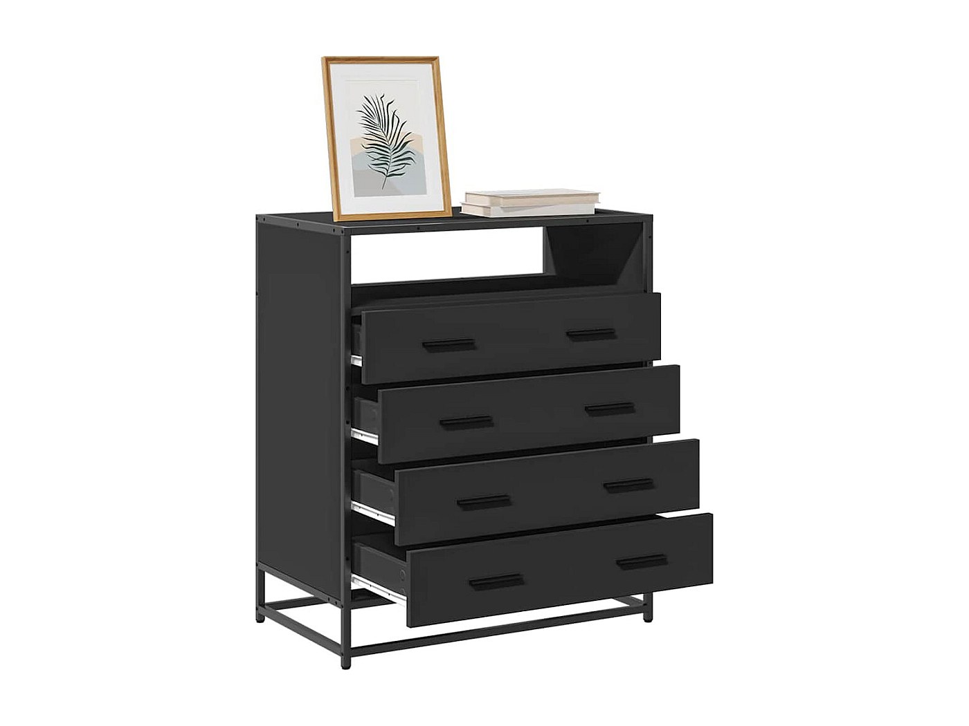 Cómoda negra 70x41x83,5 cm madera contrachapada