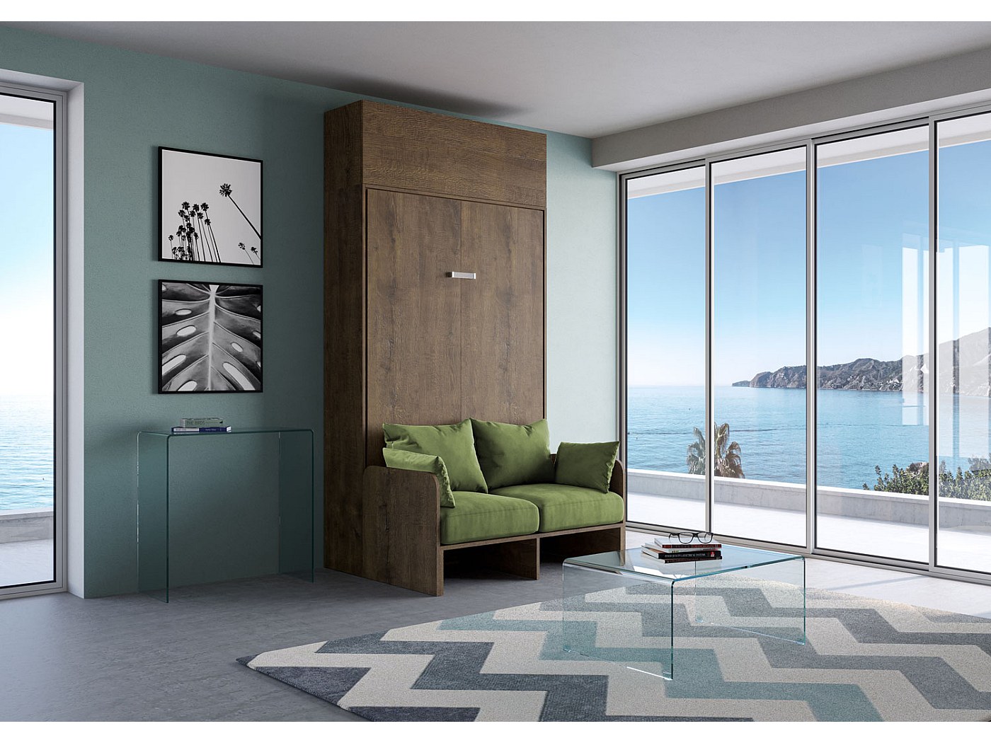 Letto matrimoniale francese a scomparsa 140 Kentaro con divano e ...