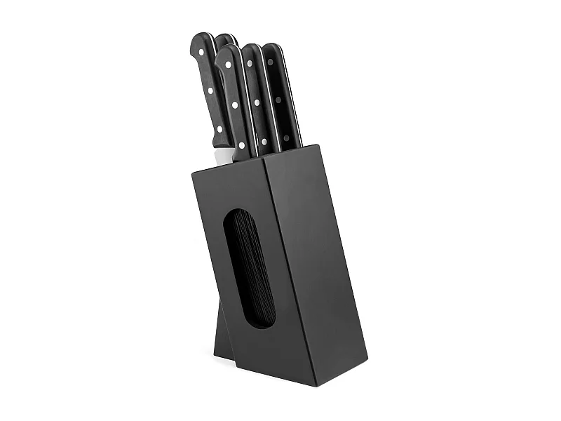 Universal - Bloc spaghetti bois noir avec 5 couteaux de cuisine
