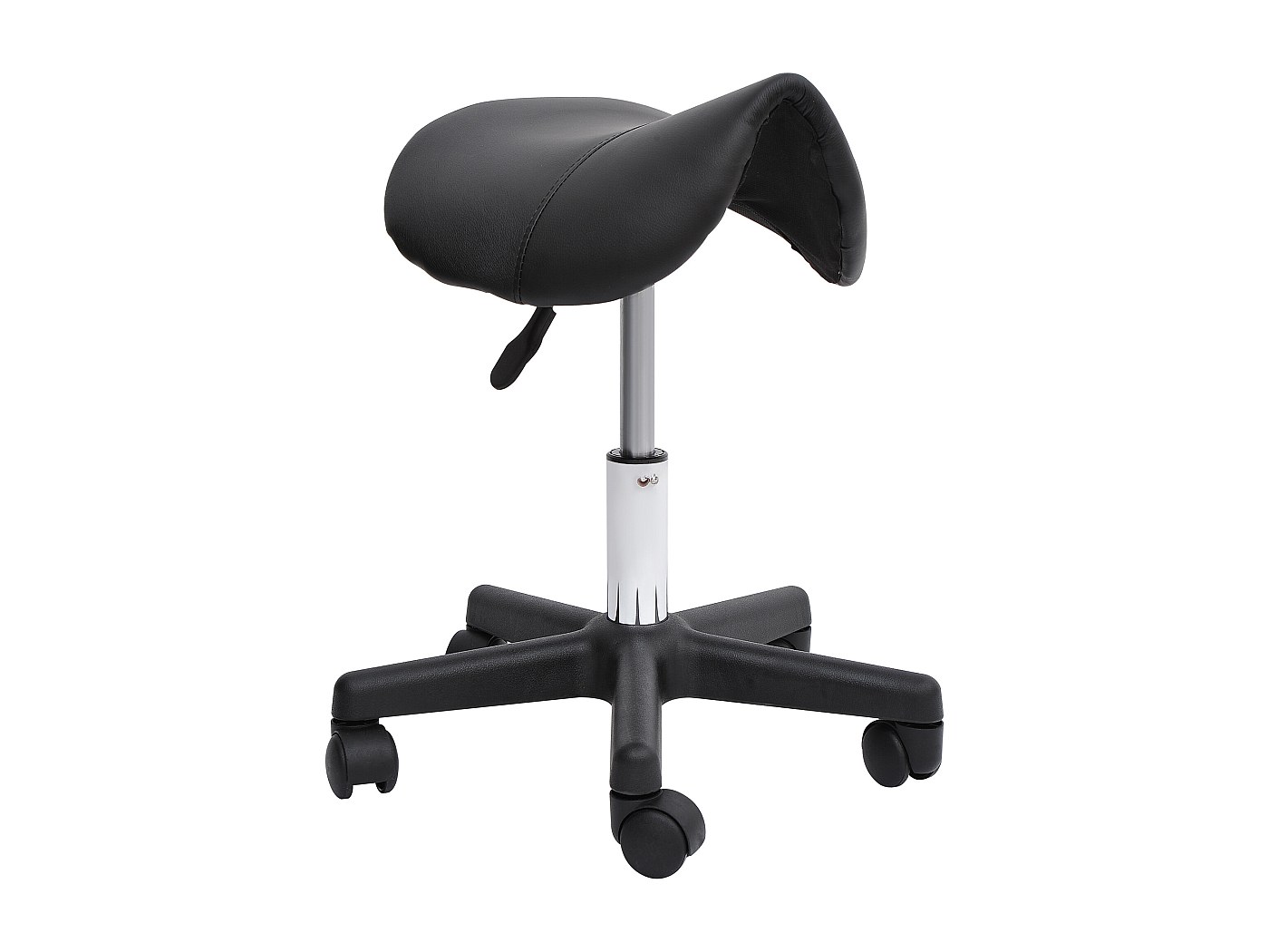 Tabouret roulant réglable, pivotant, en similicuir noir, avec roues ...