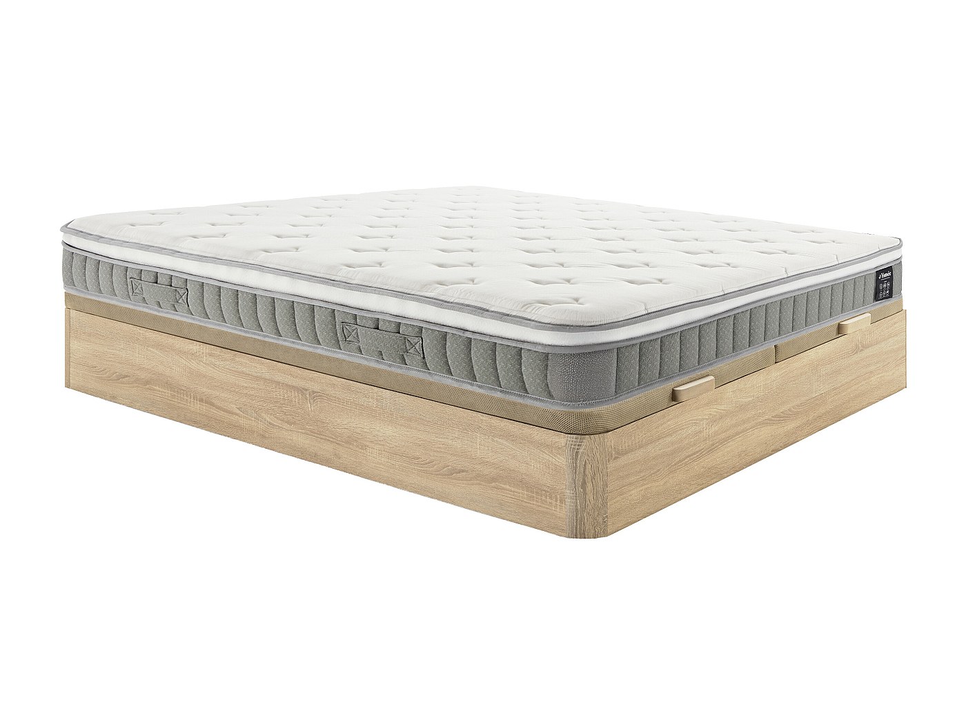 Sett 180 x 200 cm king size seng med oppbevaring + madrass med ...