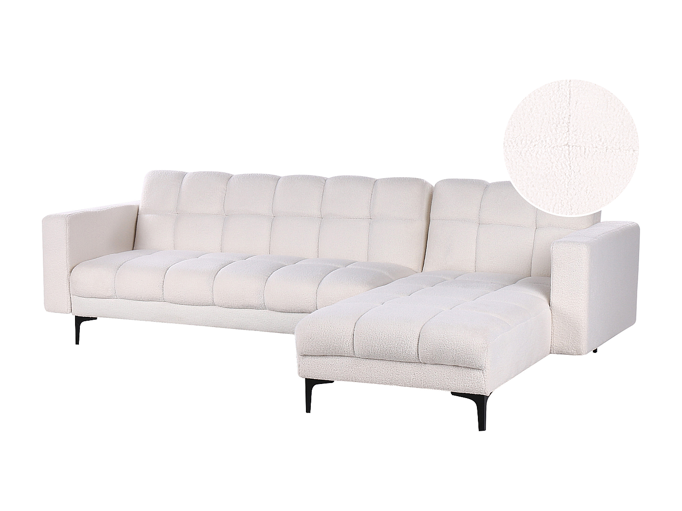 Sofá cama esquinero modular ALNES Bouclé Blanco 4 plazas