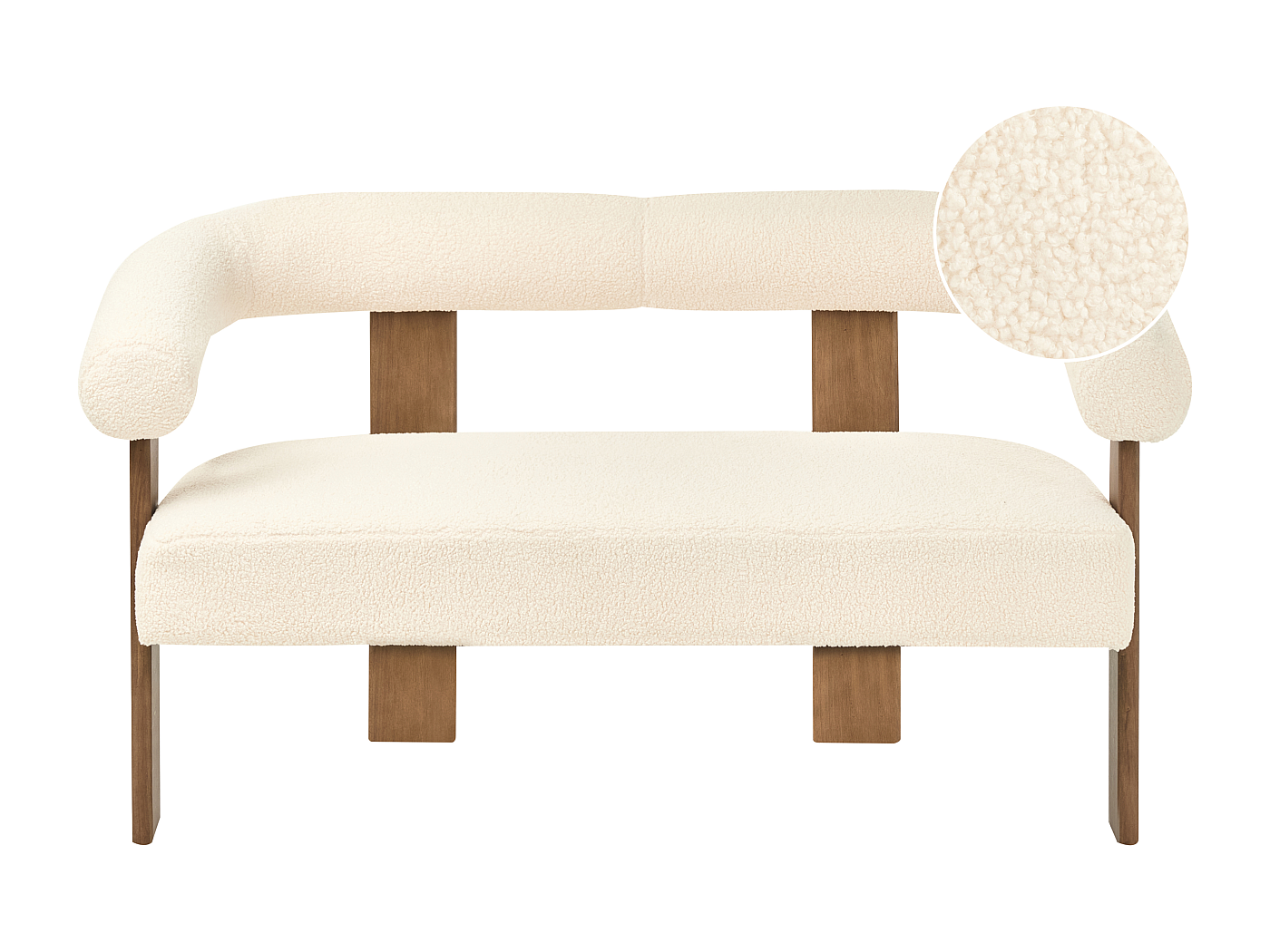 Sofa ILBRO Bouclé Cremeweiss / Dunkelbraun 2-Sitzer