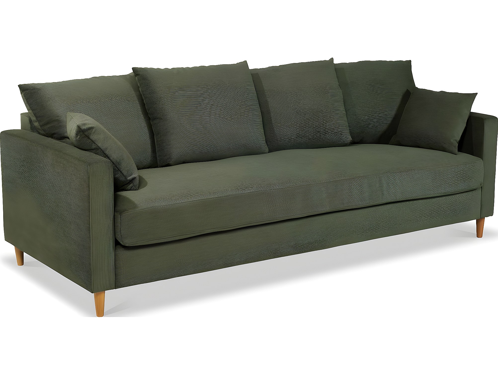 Canapé convertible 4 places en velours côtelé vert - Carla - Fabriqué ...