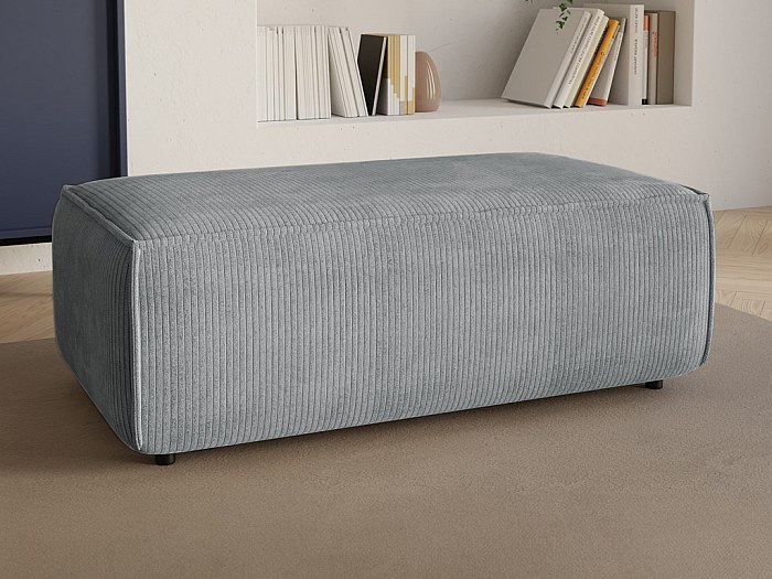 Pouf rectangle en velours côtelé tendance gris clair AMELIA