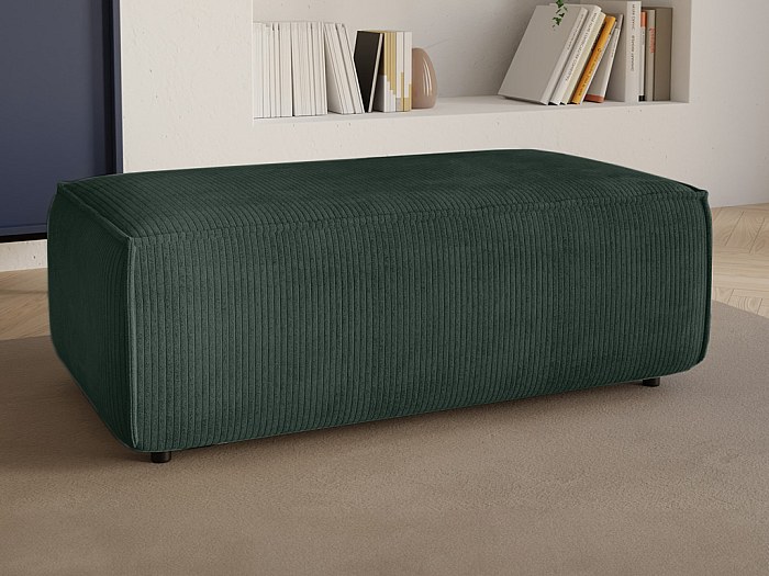 Pouf rectangle en velours côtelé tendance vert sapin AMELIA