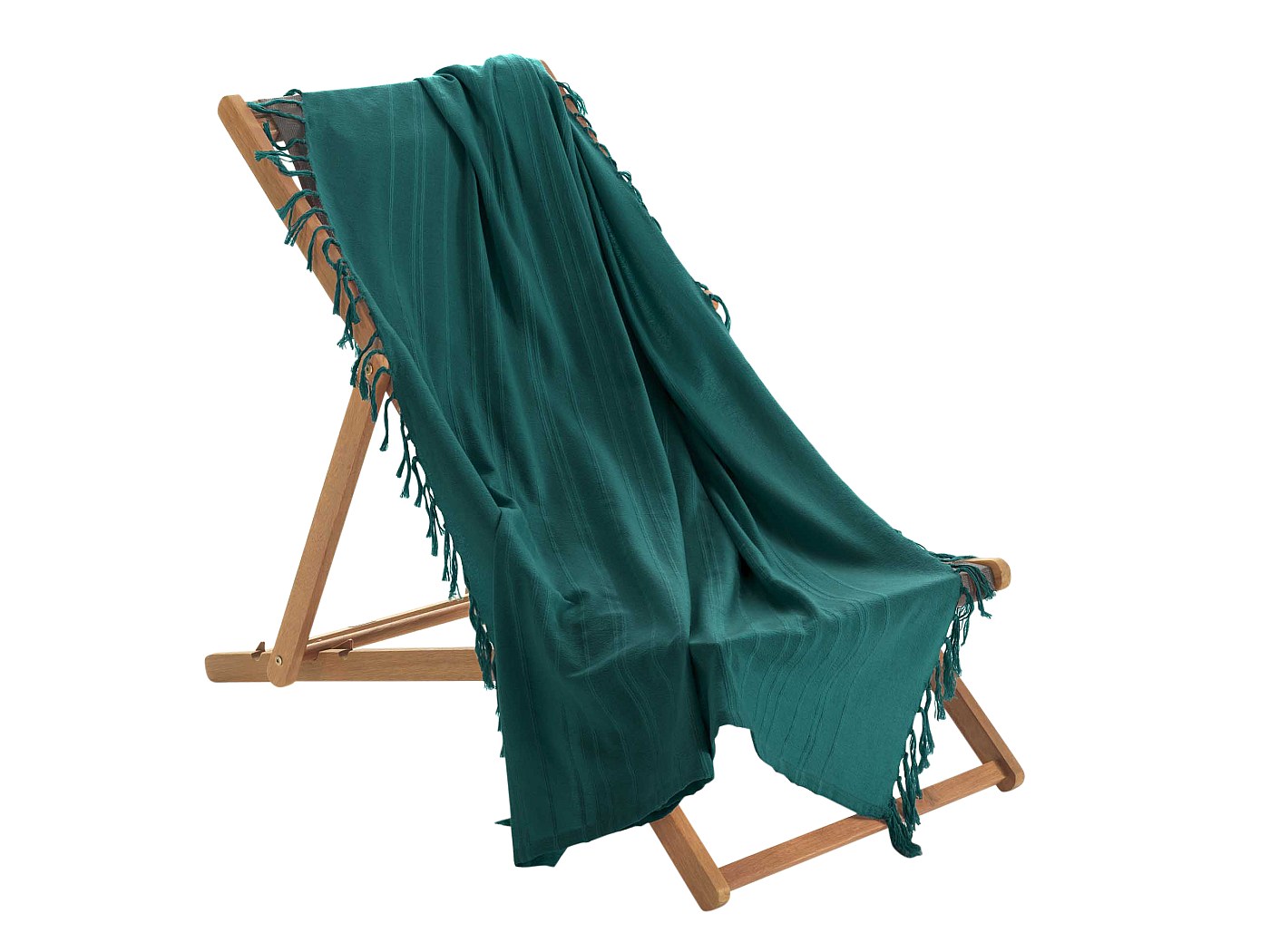 Plaid ou jete de canape coton 220 x 240 cm Lilie emeraude