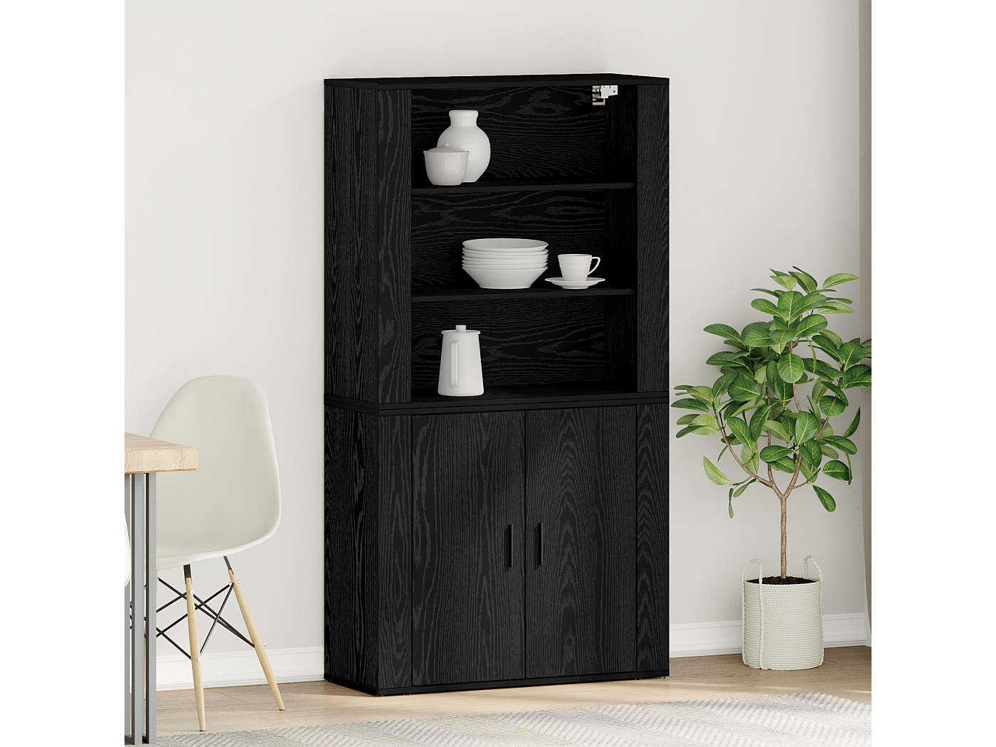 Mueble alto de roble negro en madera reconstituida