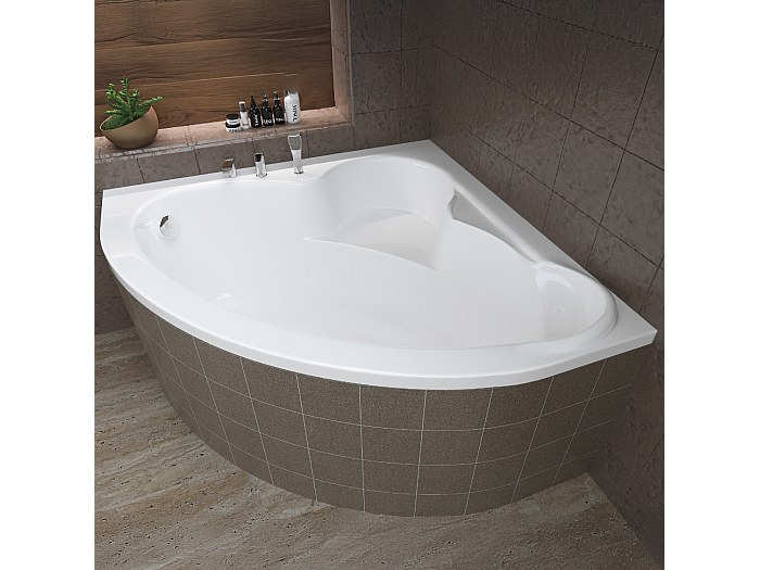 Hoekbad STANDARD 130x130 met piepschuim bekleding | Afvoer & poten GRATIS!