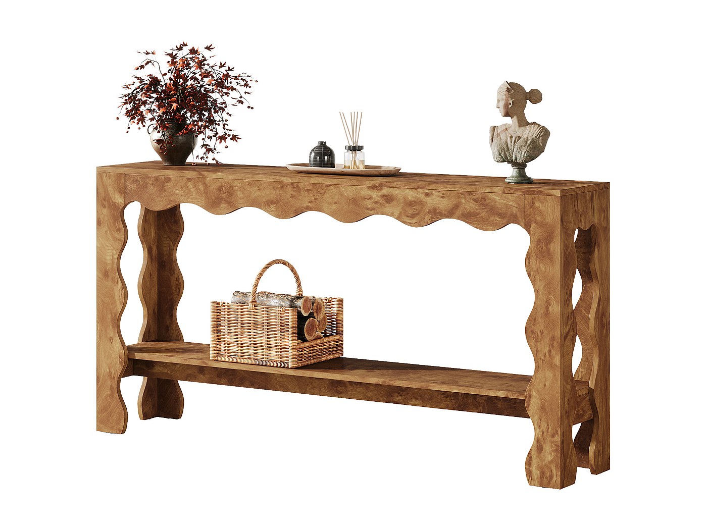 Table console de 160 cm, table d'entrée étroite à 2 niveaux avec pieds ...