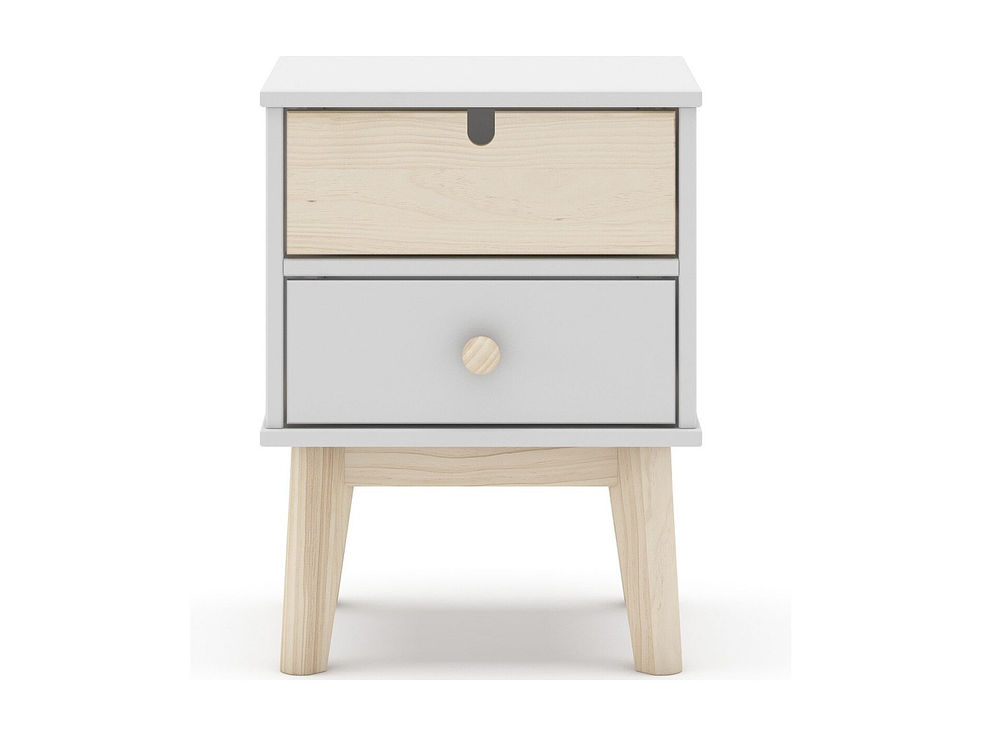 Table de chevet enfant 2 tiroirs en bois blanc - Lucy