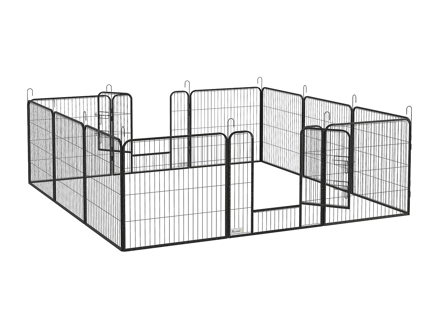 Parc pour chiots modulable, acier robuste, gris, avec 2 portes (80x80x1 ...