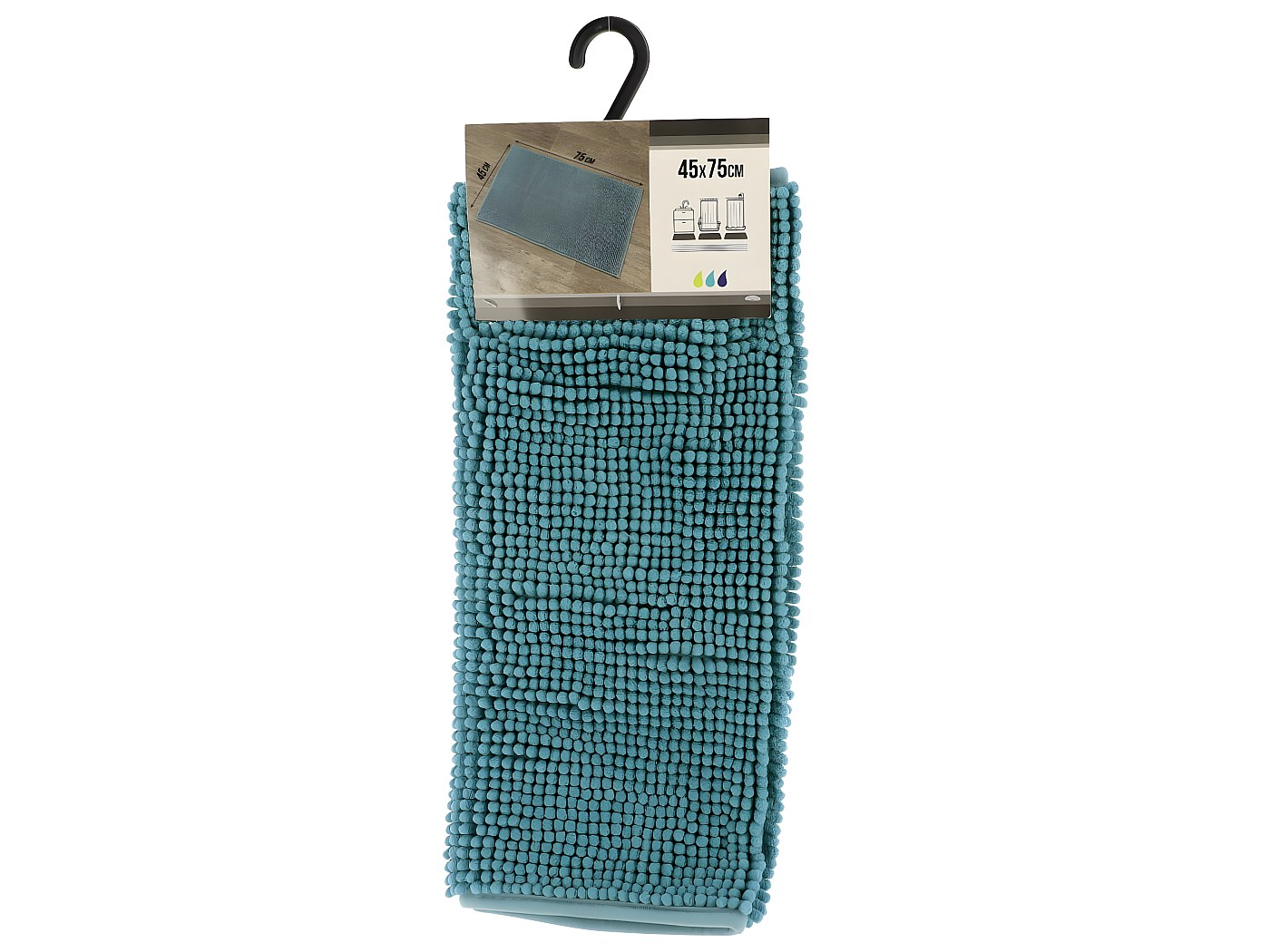 Tapis de salle de bain Bleu pagode en Microfibre Boules 45 x 75 cm