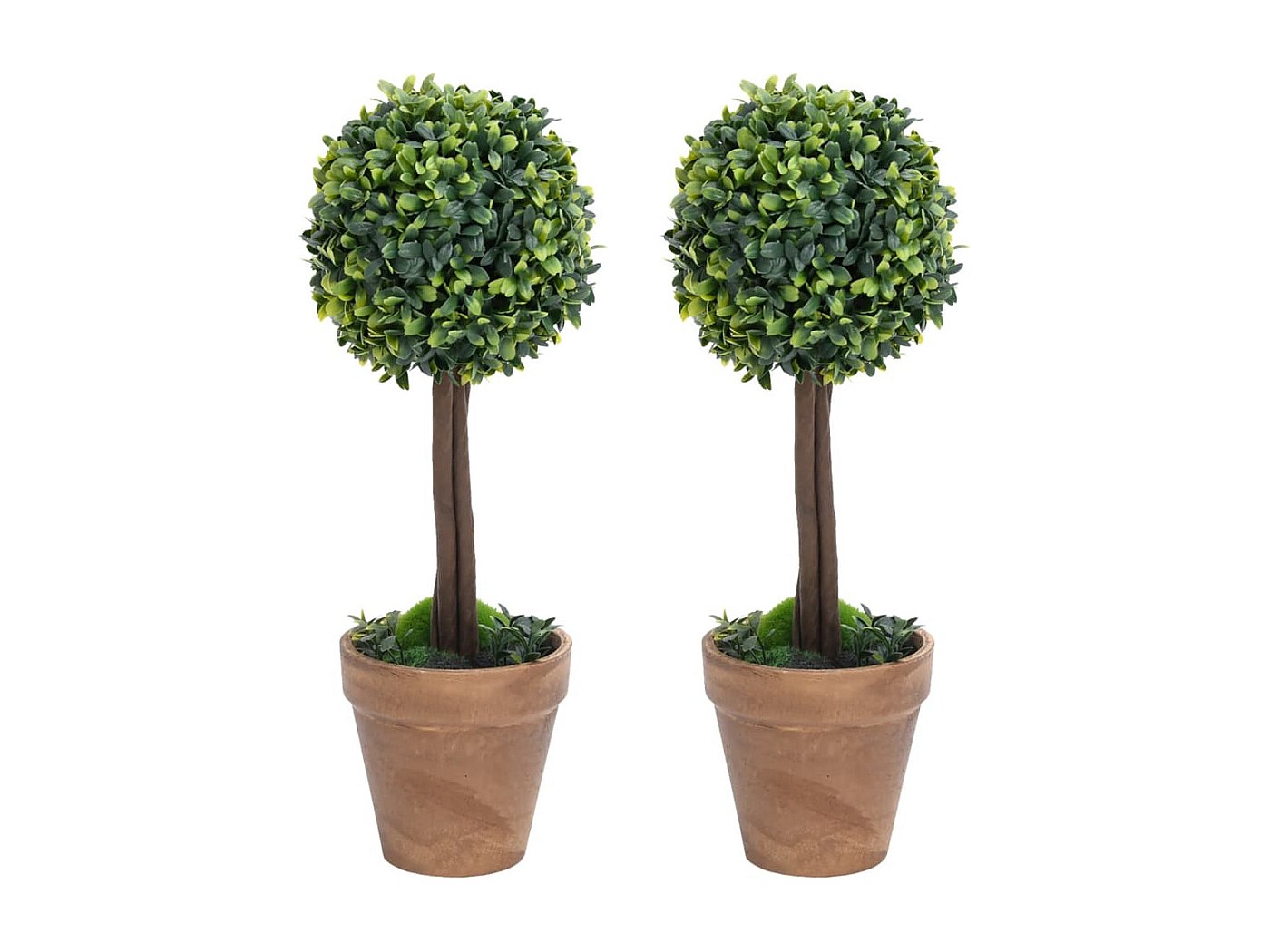 Plantas de Boj Artificiales 2 piezas con Macetas Bola Verde 56 cm