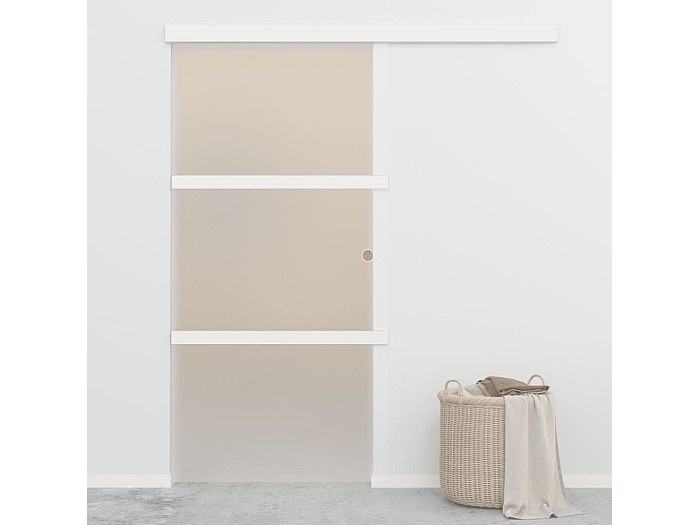Porta scorrevole con fermi in vetro ESG e alluminio 90x205 cm