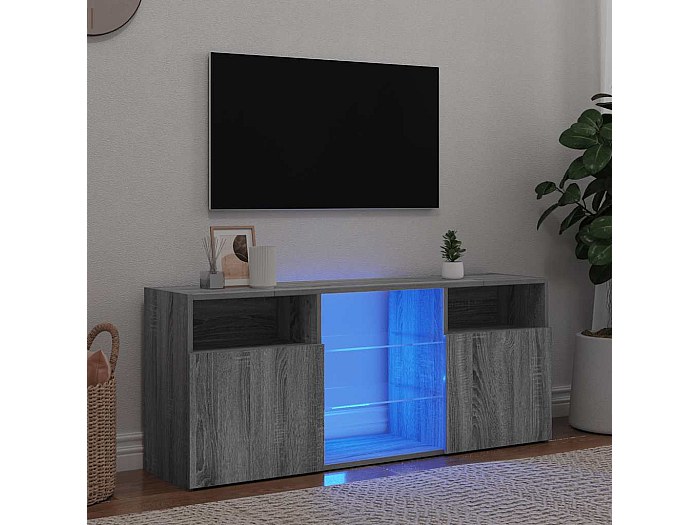 Mueble de TV | Mueble de salón con luces LED gris Sonoma 120x30x50 cm