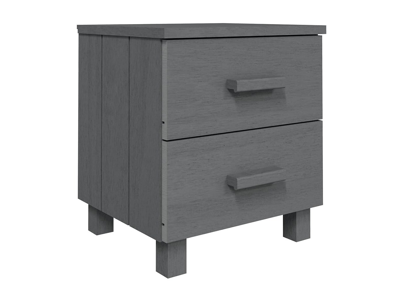 Iduna Table de chevet HAMAR Gris foncé 40x35x44,5 cm Bois pin massif