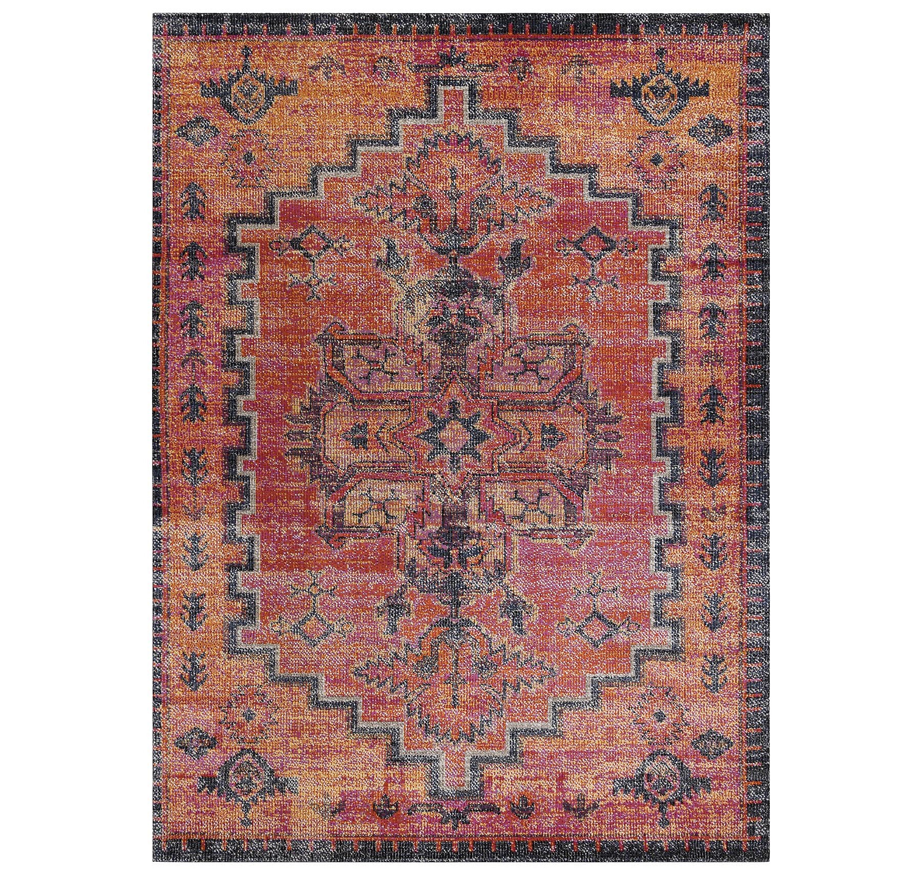 Tapis moderne MUNDO D7961 oriental vintage extérieur rouge / noir ...