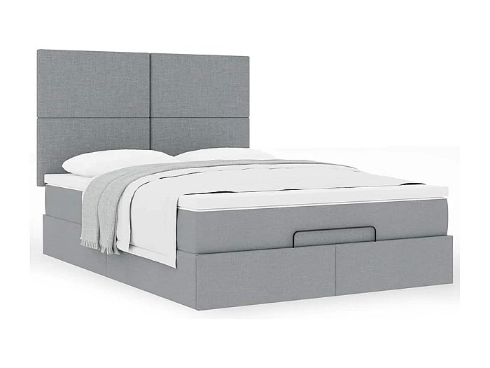 Ottoman bed met matras 140x190cm stof lichtgrijs